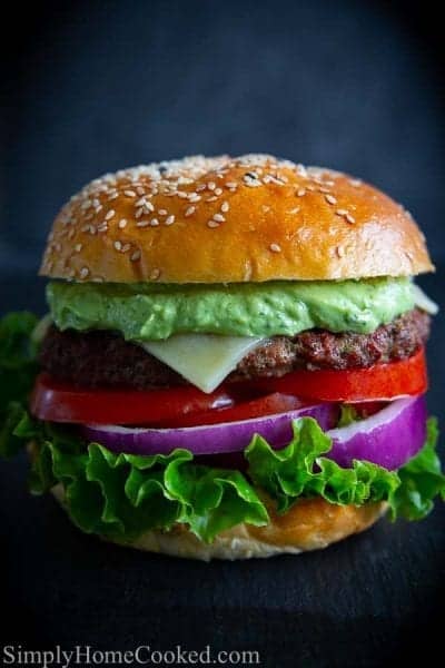 Chipotle Burgers with Avocado Sauce - Simply Home Cooked