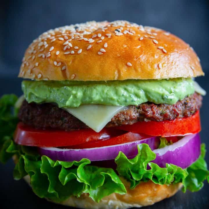 Spicy Chipotle Burgers with Avocado Sauce - Simply Home Cooked