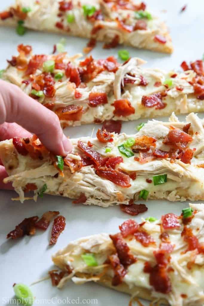 Chicken Bacon Ranch Flatbread Pizza - Simply Home Cooked