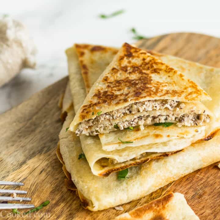 Savory Crepes with Chicken and Mushroom Filling - Simply Home Cooked