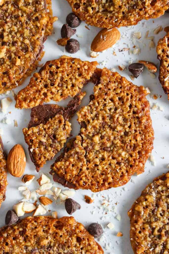 Lace Cookies with Chocolate (Florentine Cookies) VIDEO - Simply Home Cooked