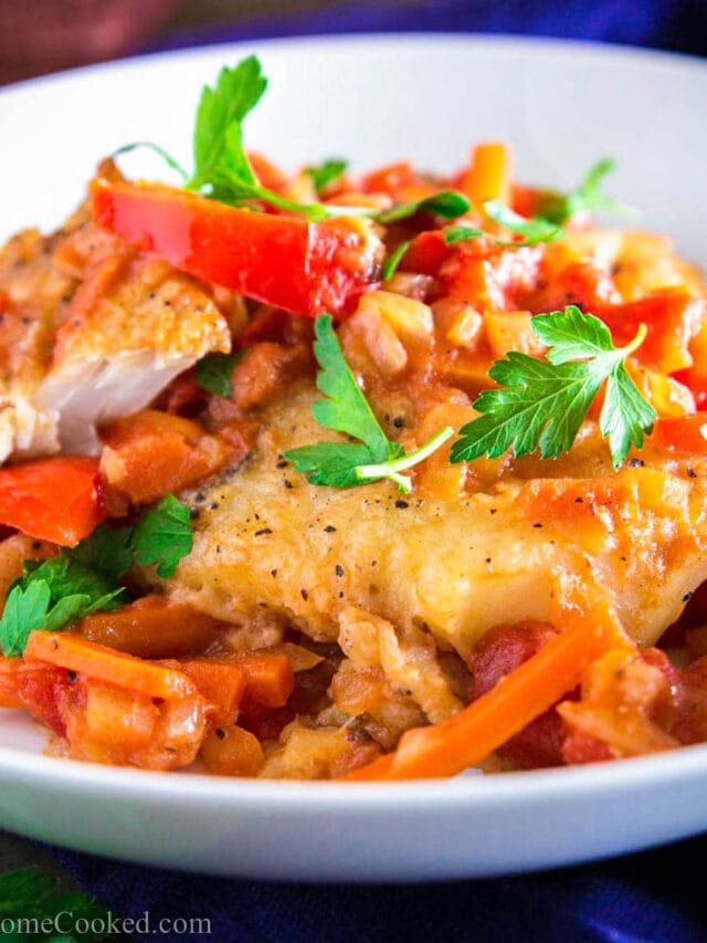 Pan Fried Cod with Sautéed Vegetables - Simply Home Cooked