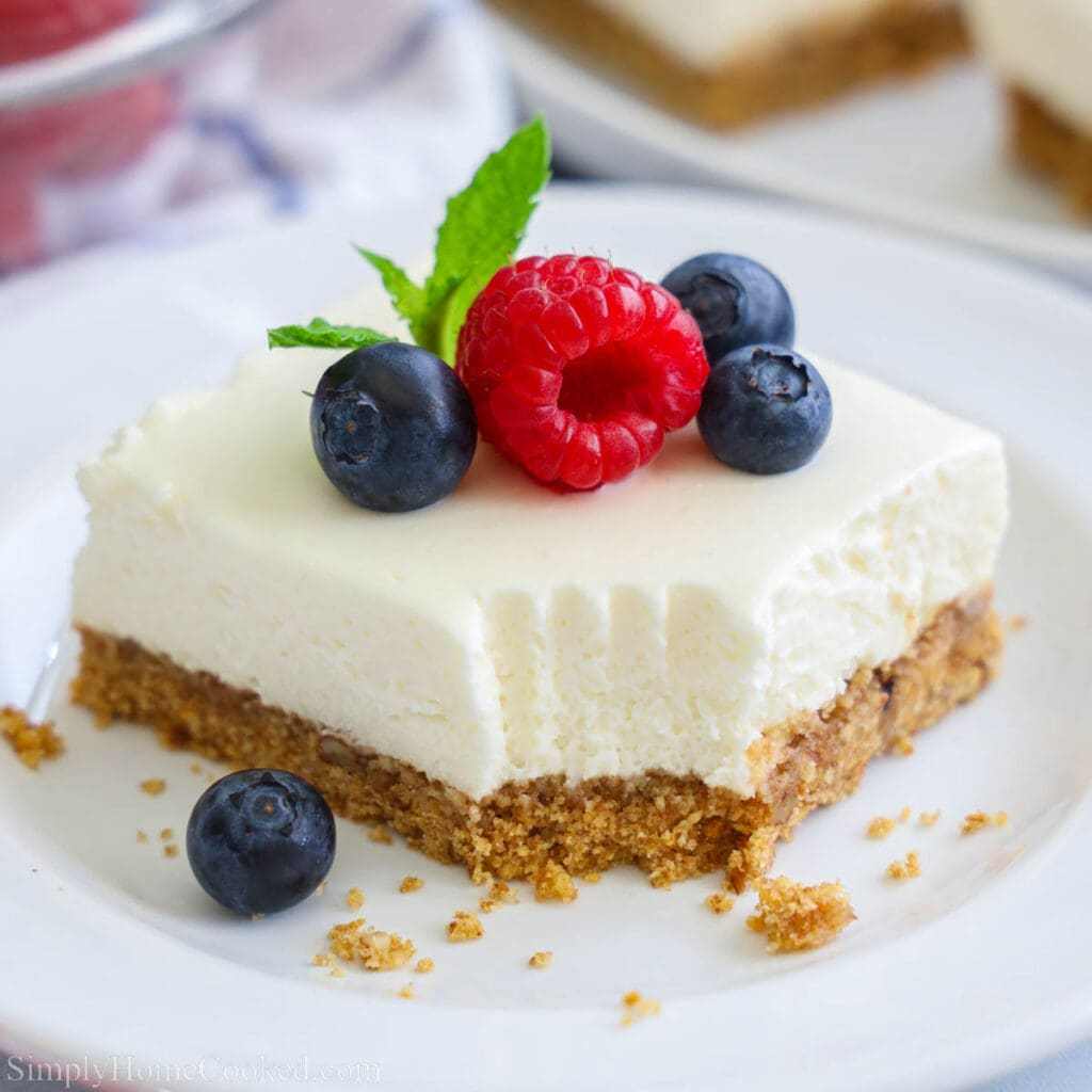 No-Bake Cheesecake Bars - Simply Home Cooked