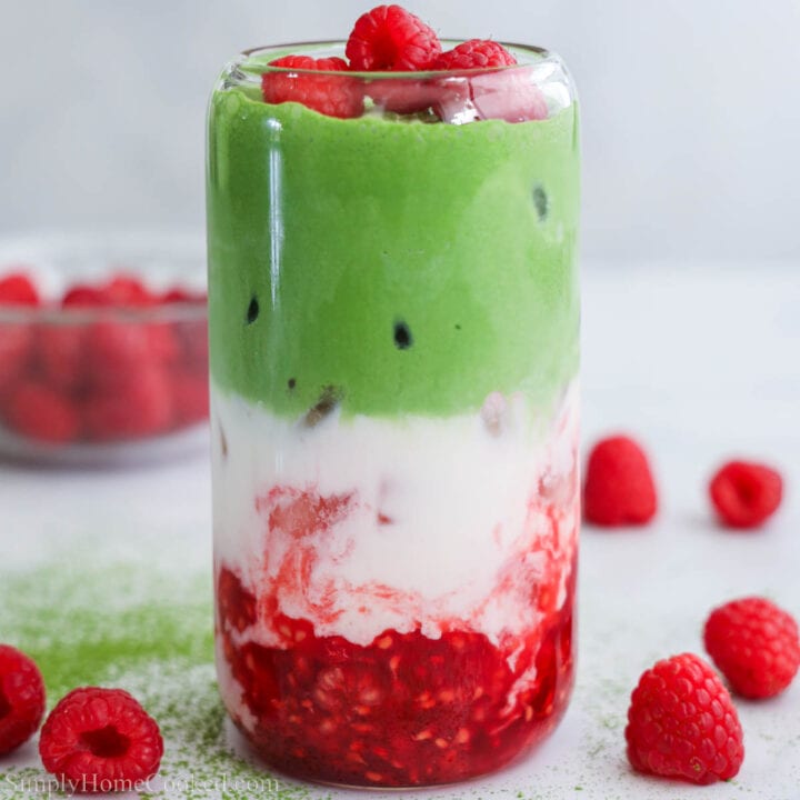 Raspberry Matcha Latte - Simply Home Cooked
