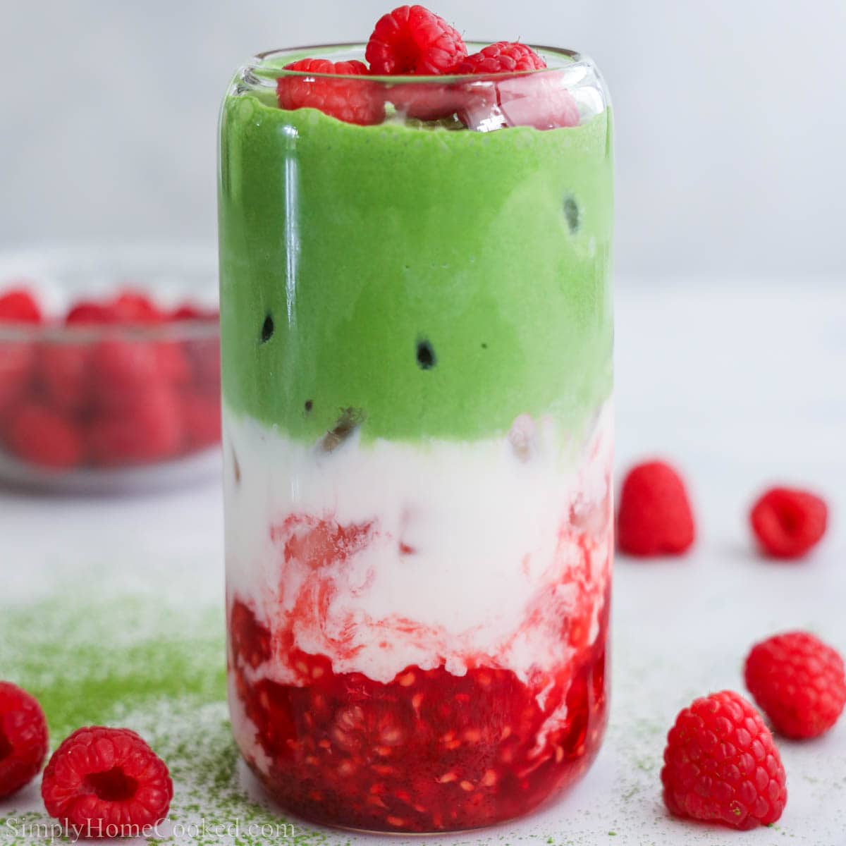 Raspberry Matcha Latte - Simply Home Cooked
