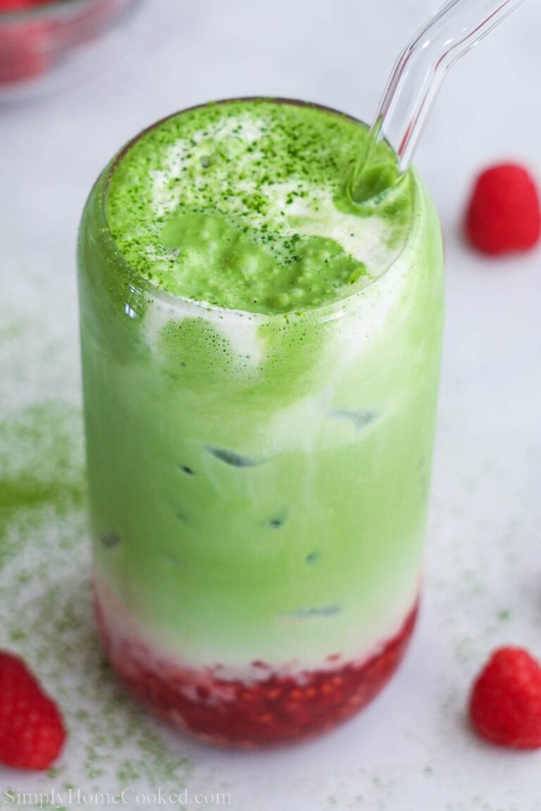Raspberry Matcha Latte - Simply Home Cooked