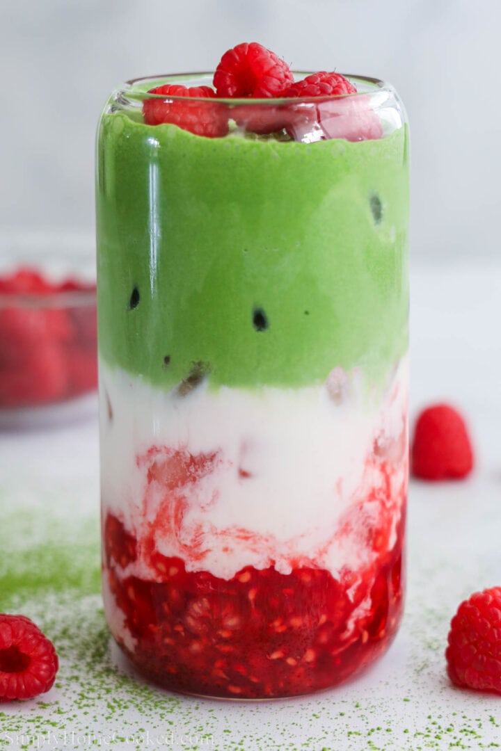 Raspberry Matcha Latte - Simply Home Cooked